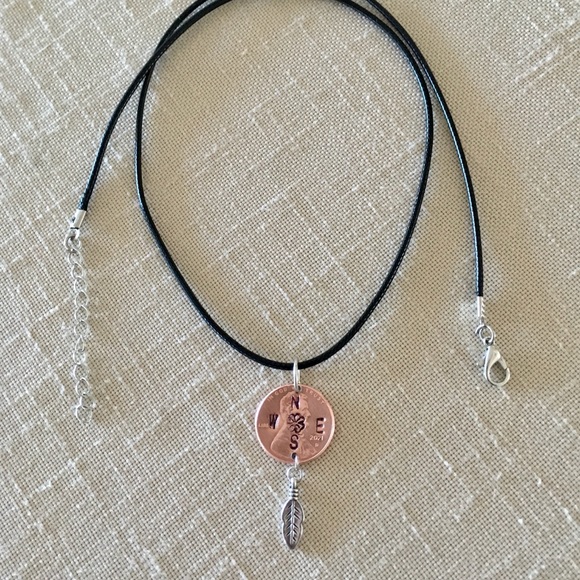 Artisan | Accessories | Artisan Stamped Penny Compass Feather Boho ...